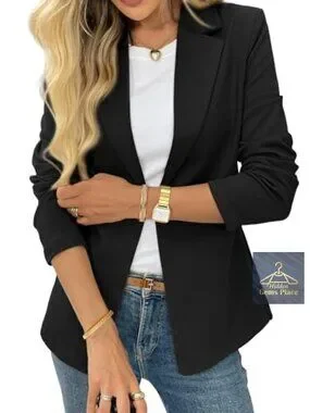 Jackets & Coats | Stretchy Knit Open Front Blazer Long Sleeve Work ...